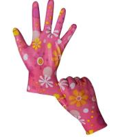 China 13G Flower Floral Printed PU Dipped Gloves For Woman Workers Garden Working for sale