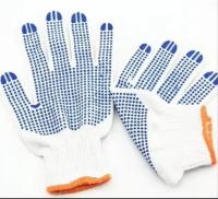 China Double Side PVC Dotted Cotton Gloves 10 Gauge Bleached Cotton Impact Gloves for sale