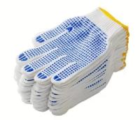 China Double Side PVC Dotted Cotton Gloves 10 Gauge Bleached Cotton Impact Gloves for sale