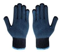 China Blue Cotton Liner Gloves Double Side PVC Dot Knit Gloves Size 9 Size 10 for sale