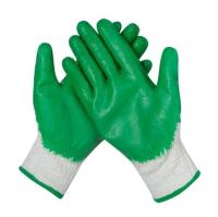 China Plain Latex Coated Gloves 10 Gauge Green Latex Coated String Knit Gloves for sale
