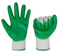 China Plain Latex Coated Gloves 10 Gauge Green Latex Coated String Knit Gloves for sale