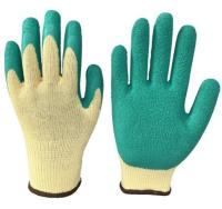 China 10G Yellow Latex Gloves Polycotton Knitted Latex Gloves For Work for sale