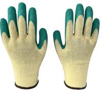 China 10G Yellow Latex Gloves Polycotton Knitted Latex Gloves For Work for sale