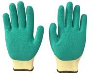 China 10G Yellow Latex Gloves Polycotton Knitted Latex Gloves For Work for sale