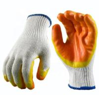 China Poly Cotton Seamless Knitted Latex Palm Coated Gloves for sale