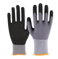 China Nitrile  coated work gloves  15 gauge nylon spandex liner coated Nitrile mirco foam   working gloves for sale