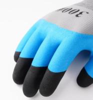 China Blue 13g Latex Dipped Work Gloves Breathable Nitrile Foam Coated Gloves for sale