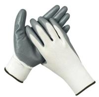 China 13 gauge  polyester nylon  liner  palm smooth   nitrile   coated   work gloves  safety work gloves for sale