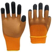 China Terry Fleece Winter Work Gloves Palm Coated Insulated Work Gloves for sale