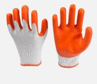 China 10 Gauge Flat Plain Latex Orange Industrial Rubber Gloves for sale