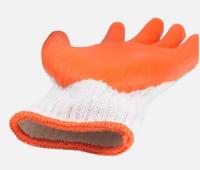 China 10 Gauge Flat Plain Latex Orange Industrial Rubber Gloves for sale