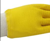 China Yellow Cotton Jersey Gloves Wavy Rubber Full Latex Covered Gloves for sale