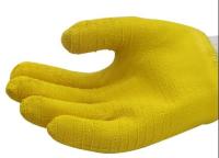 China Yellow Cotton Jersey Gloves Wavy Rubber Full Latex Covered Gloves for sale