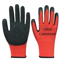 China 13 Gauge Latex Safety Gloves Polyester Coated Latex Work Gloves for sale