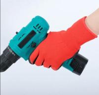 China 13 Gauge Latex Safety Gloves Polyester Coated Latex Work Gloves for sale