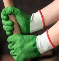 China Polyester Wave Latex Grip Gloves Labor Protection Work Latex Gloves Wear Resistant for sale