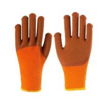 China 7 Gauge Latex Gloves Orange Terry Liner Latex Coated Gloves For Winter Work for sale