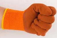 China 7 Gauge Latex Gloves Orange Terry Liner Latex Coated Gloves For Winter Work for sale