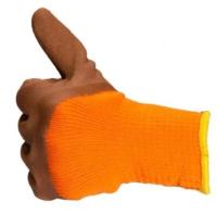 China 7 Gauge Latex Gloves Orange Terry Liner Latex Coated Gloves For Winter Work for sale