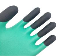 China Green Polyester Latex Foam Gloves Breathable Wearable Builders Latex Gloves for sale