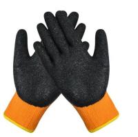 China Orange Winter Latex Thermal Gloves 7 Gauge Latex Dipped Gloves Terry Liner Palm Coated for sale