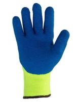 China Cold Proof Latex Coated Hand Gloves HI VIS Green Construction Work Gloves Latex for sale