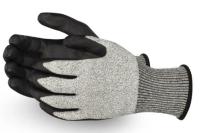 China Microfoam Nitrile A5 Cut Resistant Gloves Black Protective Gloves For Cutting for sale