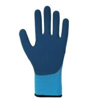 China Oilproof Thermal Latex Coated Gloves Blue Reinforced Insulated Acrylic Brushed Lined for sale