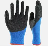 China 3/4 Dipped Crinkle Latex Dipped Gloves Nylon Polyester 13 Gauge Black Work Latex Gloves for sale