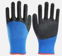 China 3/4 Dipped Crinkle Latex Dipped Gloves Nylon Polyester 13 Gauge Black Work Latex Gloves for sale