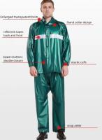 China PVC Rubber Breathable Rain Suit Dark Green Waterproof Rainsuit For Adults for sale