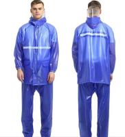 China Breathable Rain Coat Hi Vis Heavy Duty PVC Rain Suit Reflective Blue for sale