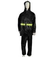 China OEM Black Mens Work Rain Coat Heavy Duty Rain Suits For Work for sale