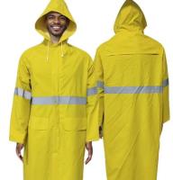 China Hooded Raincoat With Reflective Strips Yellow Reflective Raincoats Safety for sale