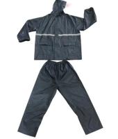 China Navy Blue Work Rain Coat Waterproof Polyester Pvc Coating Adult Rain Work Coat for sale