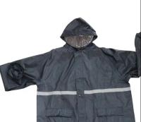 China Navy Blue Work Rain Coat Waterproof Polyester Pvc Coating Adult Rain Work Coat for sale