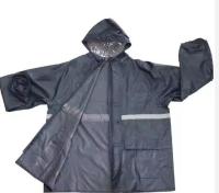 China Navy Blue Work Rain Coat Waterproof Polyester Pvc Coating Adult Rain Work Coat for sale