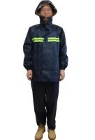 China Navy Blue Safety Rain Coat Chemical Resistant Work Wear Rain Coat for sale