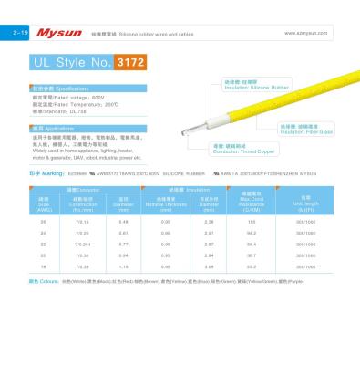 China 600V/200C UL758 Silicone Rubber Cables AWM3172 18AWG FT2 Home Appliance for sale