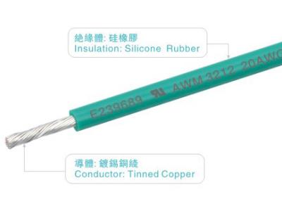 China 22AWG FT2 Green Silicone Rubber Wires UL3212 600v 150C For Home Appliance for sale