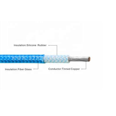 China UL3122 Fiberglass Braided Wire with 300V Rated Voltage and 200C High Temperature Silicone Rubber Insulation and Tinned Copper Conductor for sale