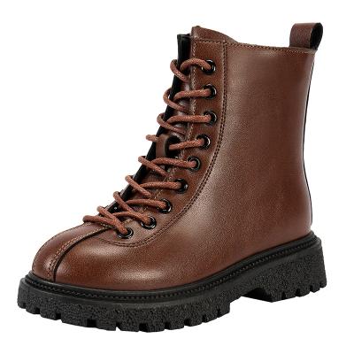 China 2021 New Fashion Children PU Leather Waterproof Winter Kids Snow Shoes Martin Boots For Girls for sale
