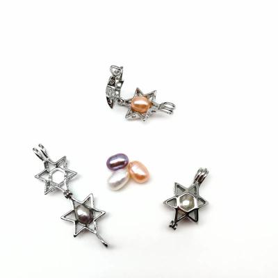 China Love Wish Pearl Silver Hexagon Cage Necklace Pendant Can Open Put Bead for sale