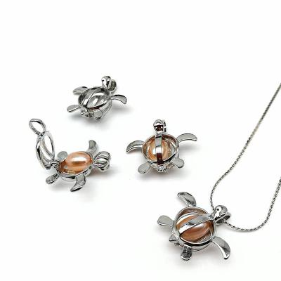 China Silver Pearl Cage Locket Pendant Essential Oil Diffuser Oyster Neckalce Jewelry Findings for sale