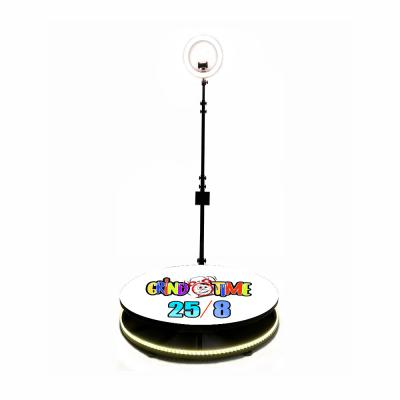 China Tempered Glass 360 Degree Photo Booth RGB Light Automatic Rotating Picture Booth for sale