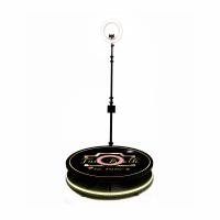 China Tempered Glass 360 Degree Photo Booth RGB Light Automatic Rotating Picture Booth for sale
