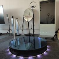 China Slow Motion 360 Rotating Video Booth Tempered Glass 115cm With RGB Light for sale
