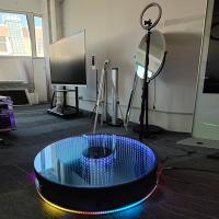 China Spinning Portable LED 360 Photo Booth Rotating Glass Logo For Party for sale