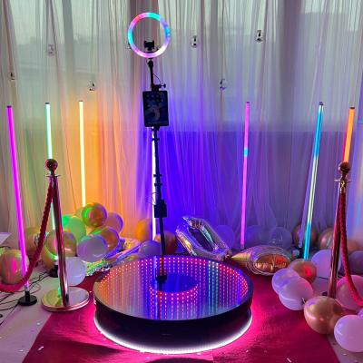 China Spinning Portable LED 360 Photo Booth Rotating Glass Logo For Party for sale